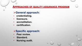 Quality assurance and accredition, nursing standards | PPTX