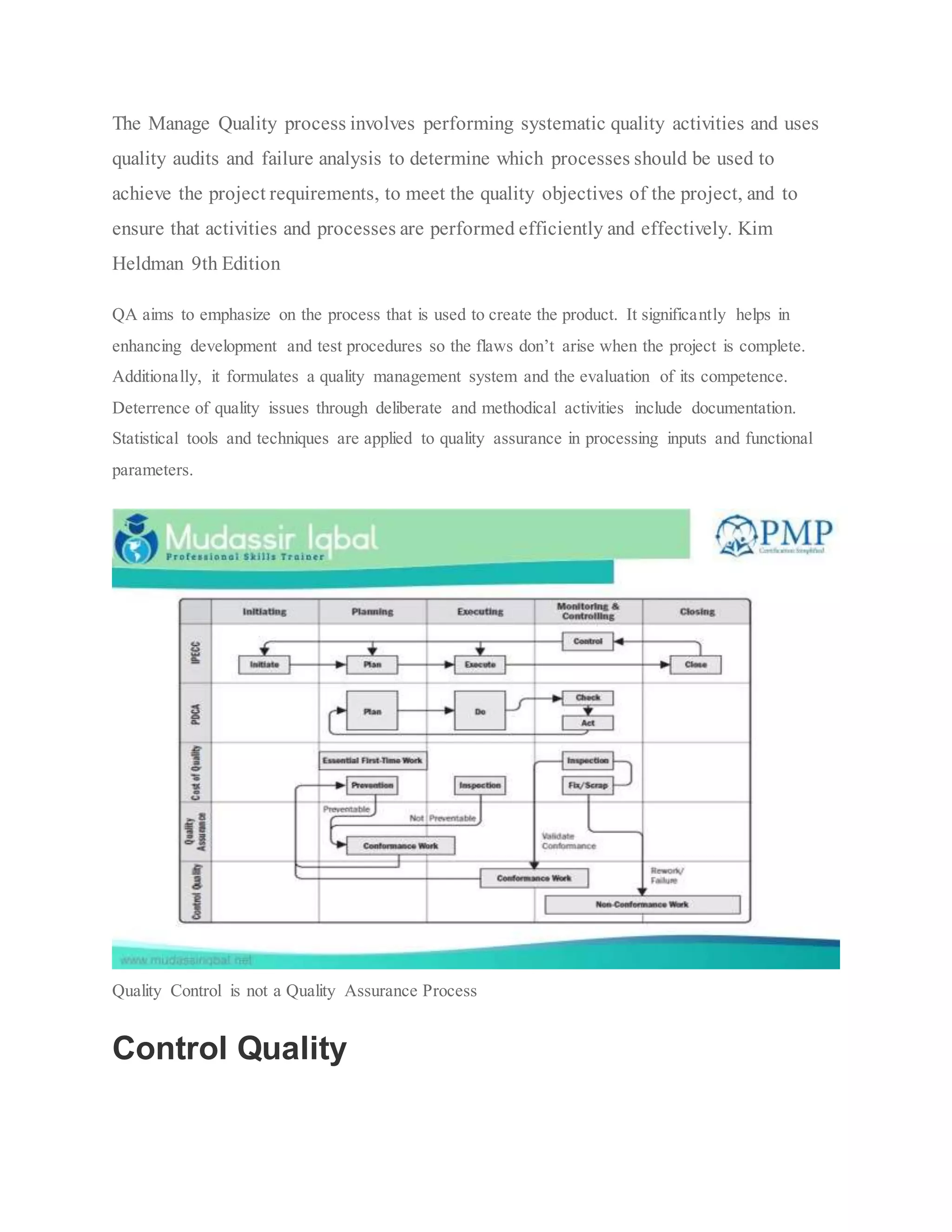 Quality assurance and control quality - PMP/CAPM by PMI | DOCX