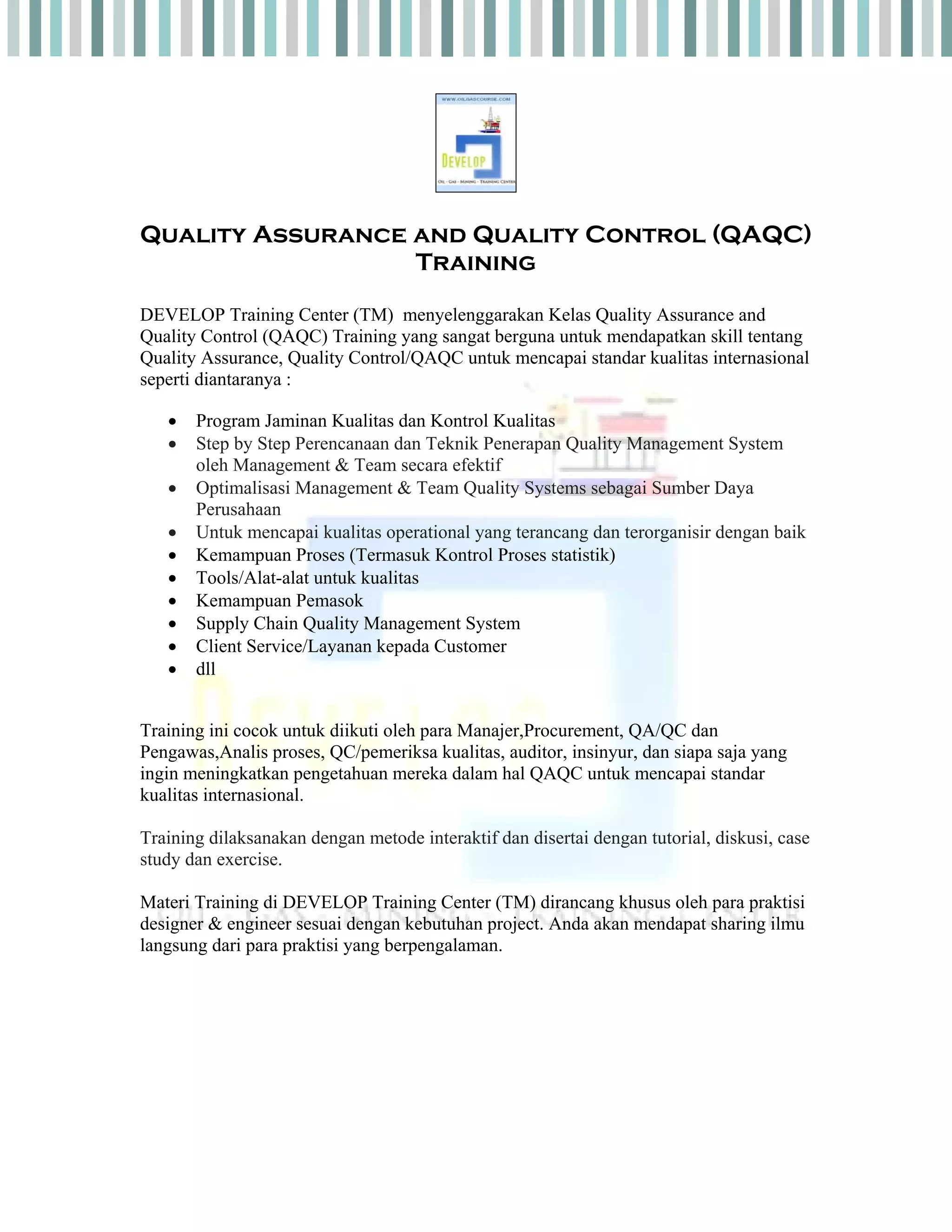 Quality Assurance and Quality Control (QA/QC) Training | PDF
