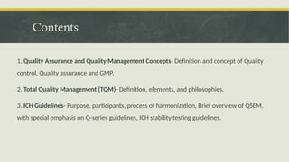 Quality Assurance and Quality Management, B. Pharm 6th Semester-Unit-1 | PPT