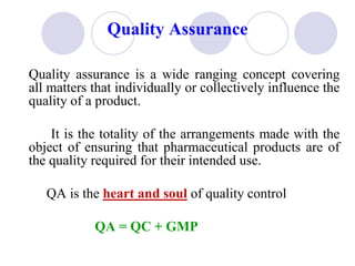 Quality assuranceandregulatorycomplianceforpharmaceuticalproduct | PPTX
