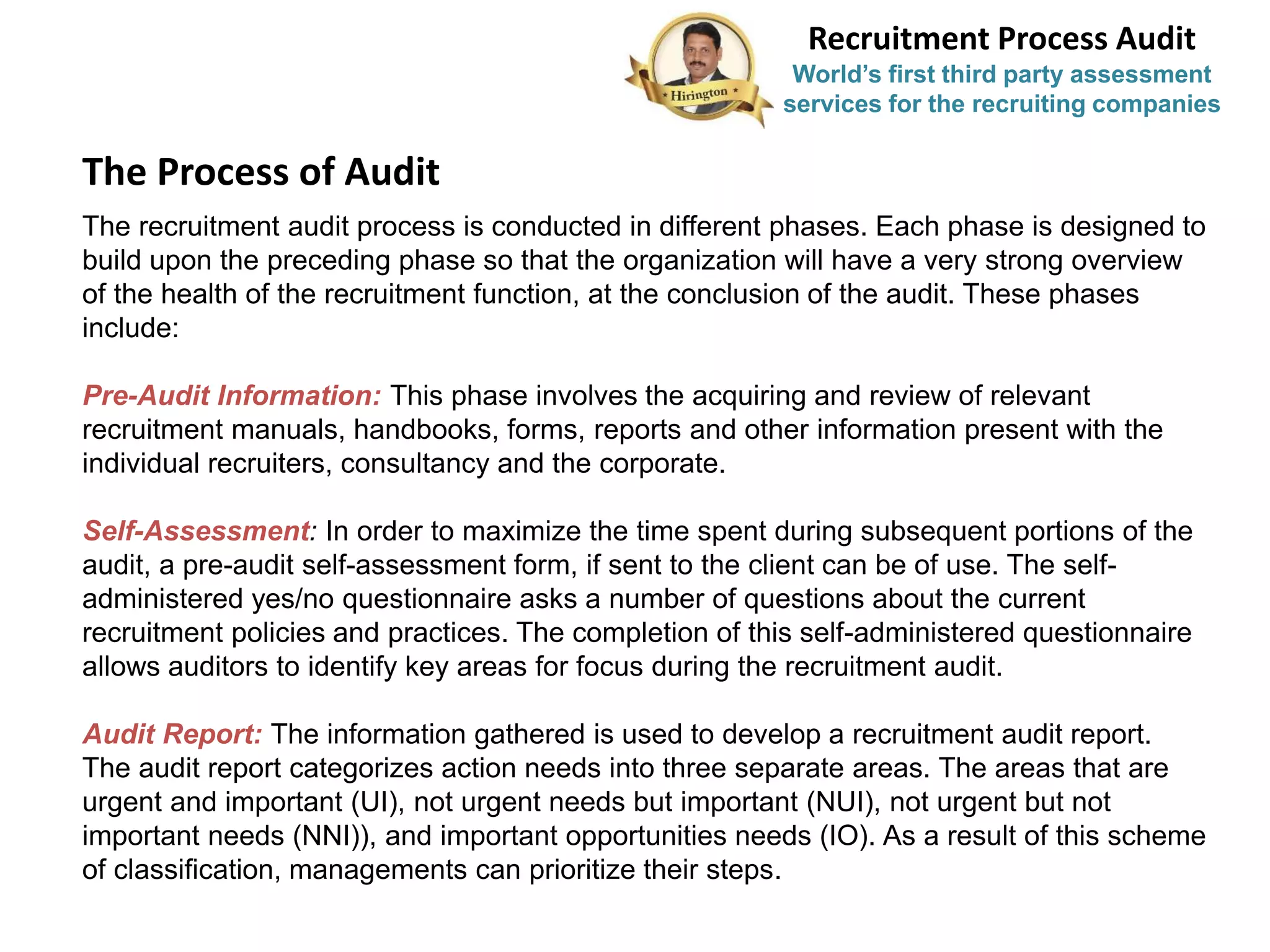 Quality Assurance Audit for Recruitment Companies | PPTX