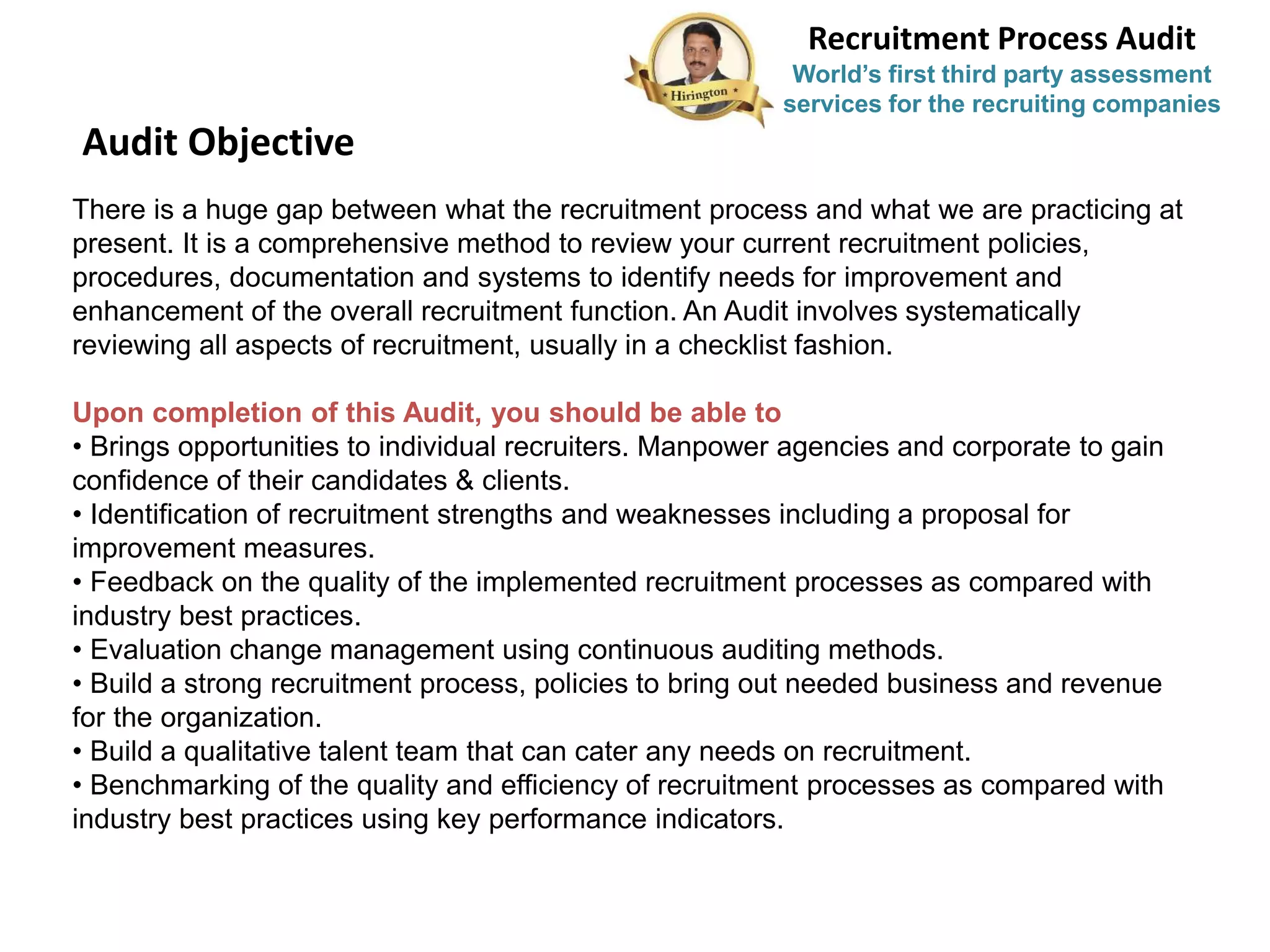 Quality Assurance Audit for Recruitment Companies | PPTX
