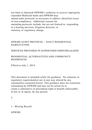 QUALITY ASSURANCE AUDITOPWDD Internal Audit CriteriaNAME OF .docx