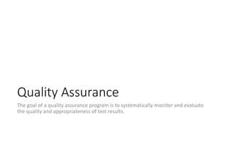 Quality assurance in a medical laboratory | PDF