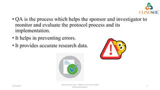 Quality Assurance in Clinical Trials | PPTX