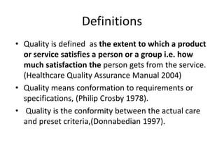 Quality assurance in health care | PPTX