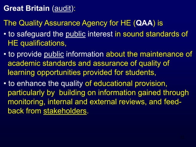 Quality Assurance in Higher Education | PPT | Education industry ...