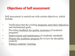 Self Assessment ( Quality Assurance) | PPTX