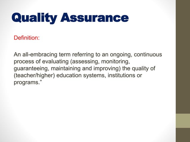 Self Assessment ( Quality Assurance) | PPTX
