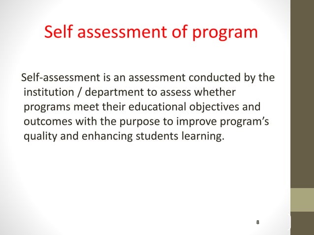 Self Assessment ( Quality Assurance) | PPTX