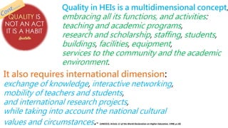 Quality Assurance in Higher Education Institutions | PPTX