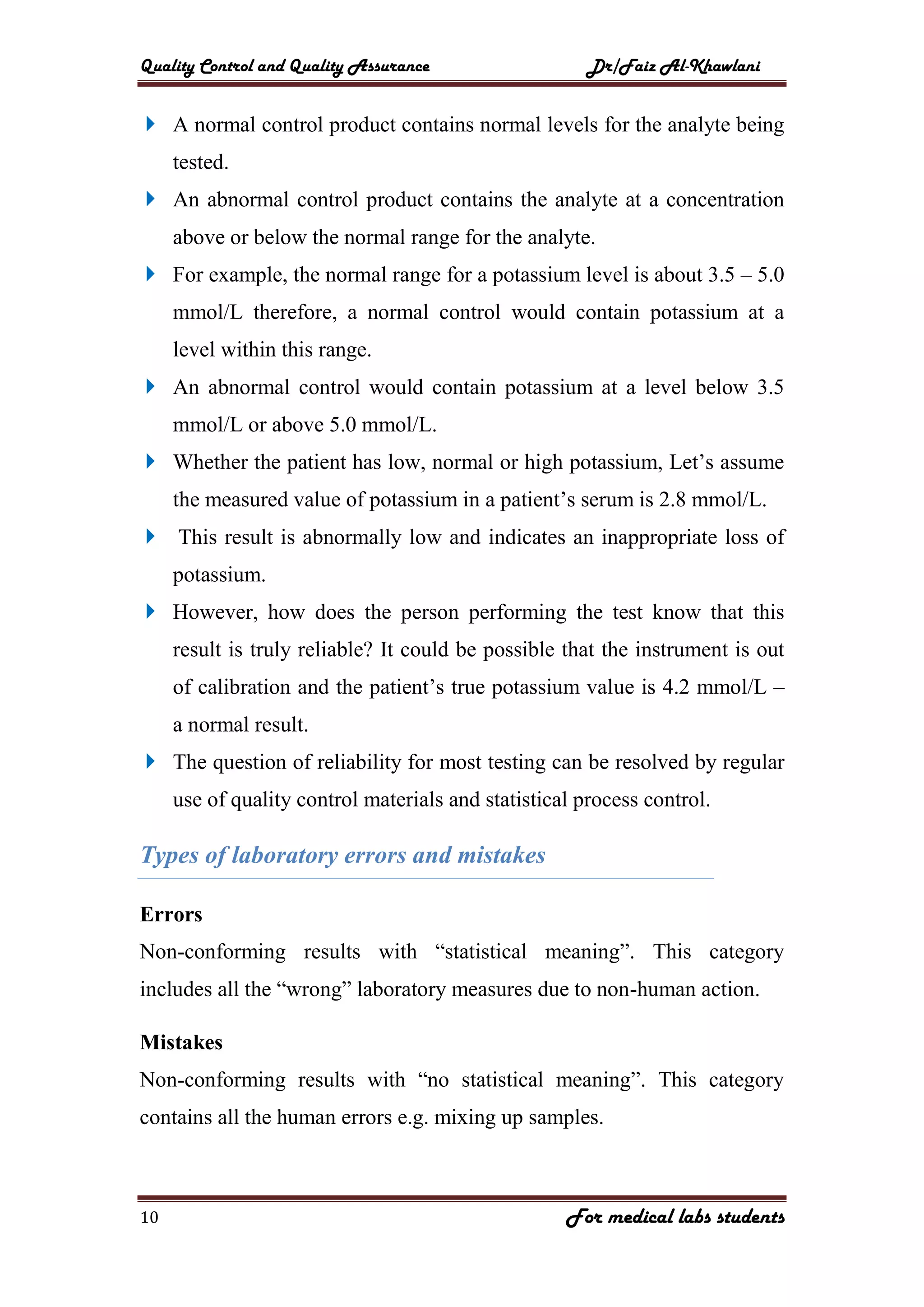 Quality assurance in medical laboratory | PDF