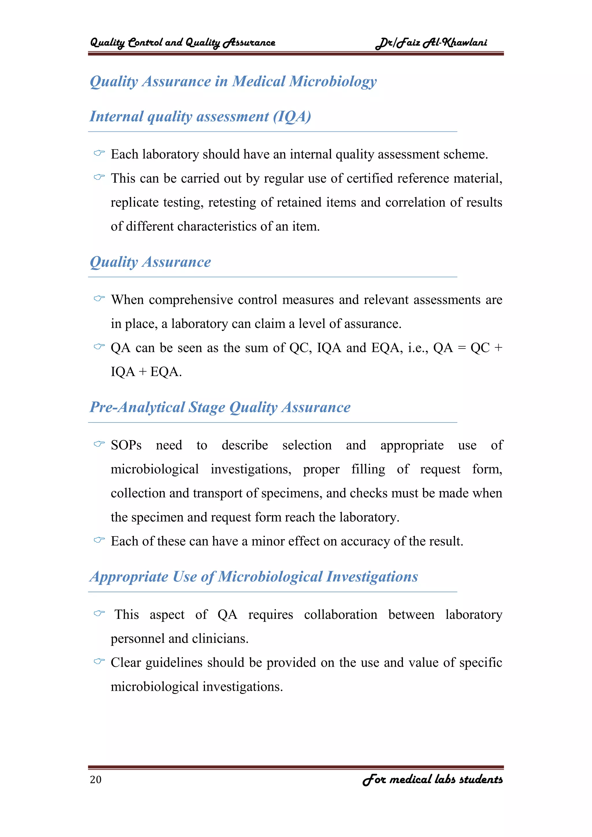 Quality assurance in medical laboratory | PDF