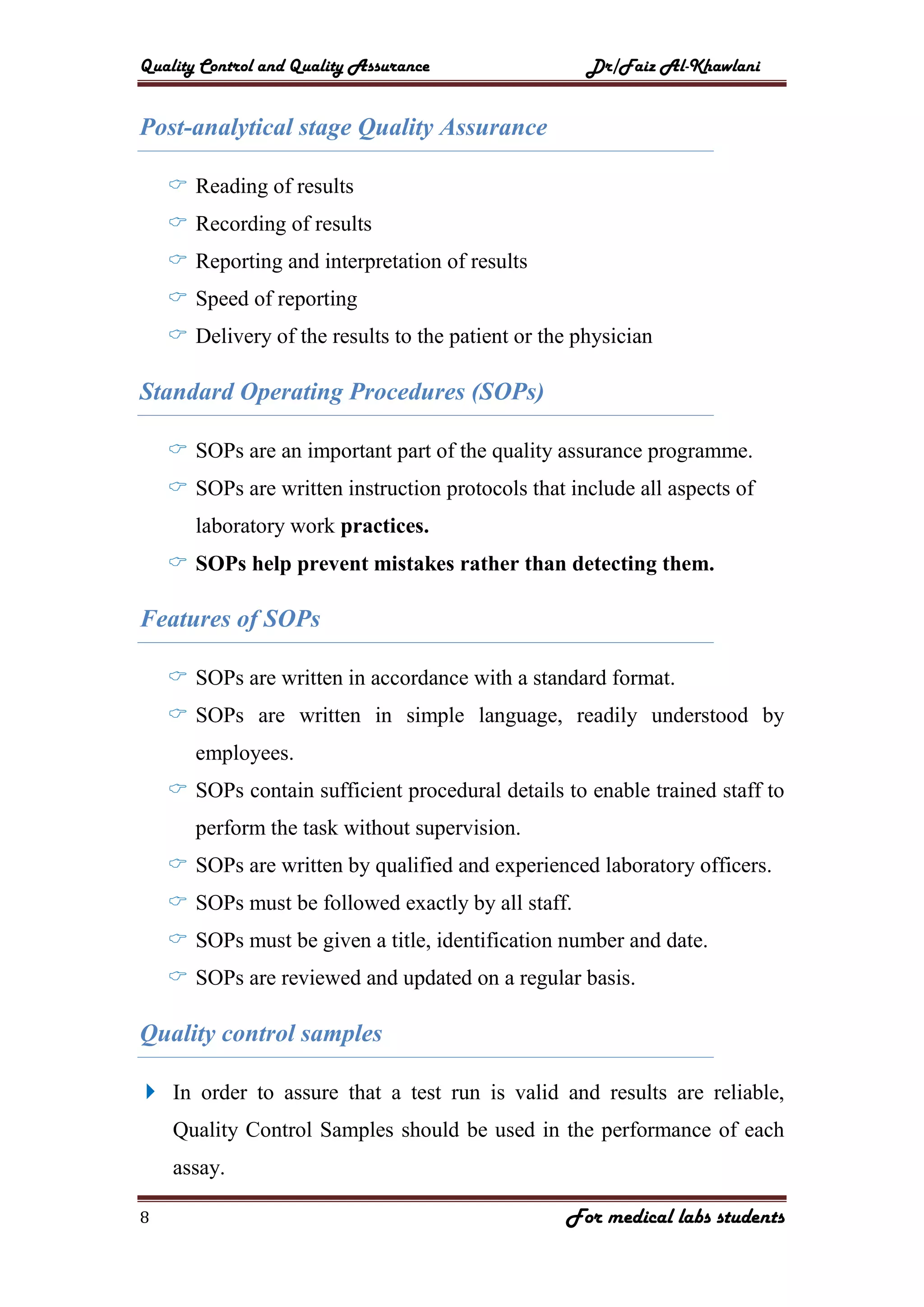 Quality assurance in medical laboratory | PDF