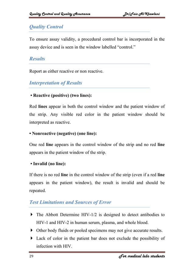 Quality assurance in medical laboratory | PDF | Standardized Testing ...
