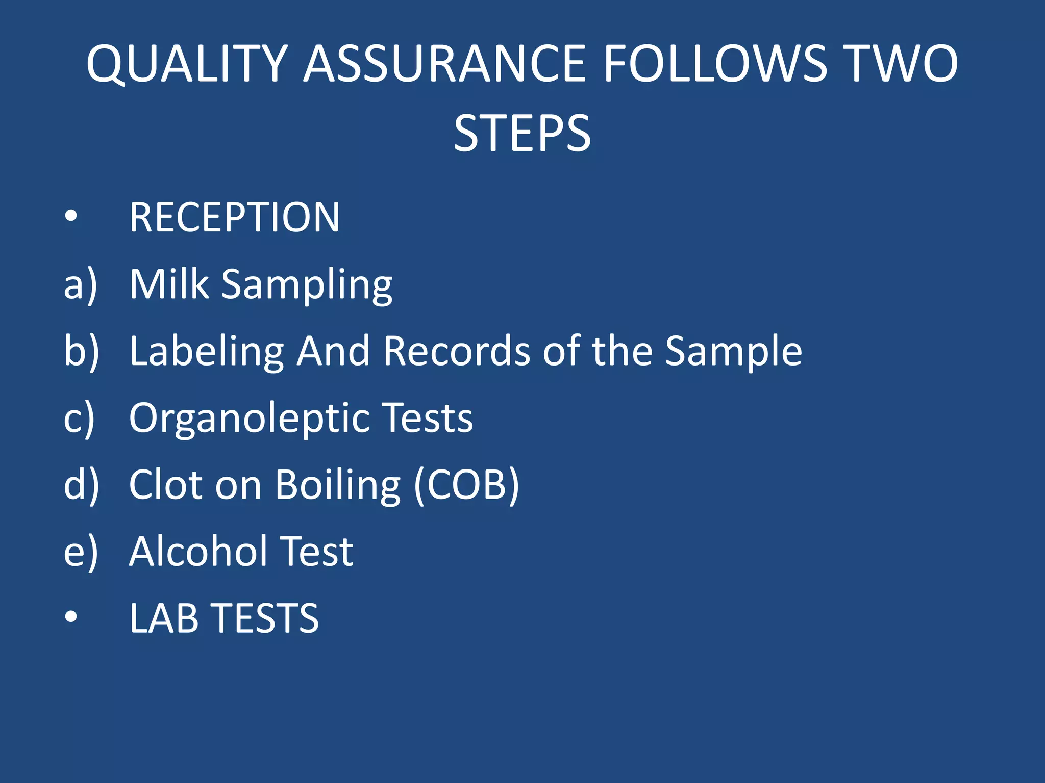 Quality assurance in milk and milk products copy | PPTX