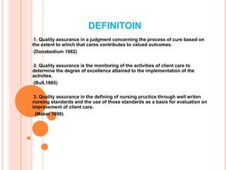 quality assurance in nursing. nursing management | PPT