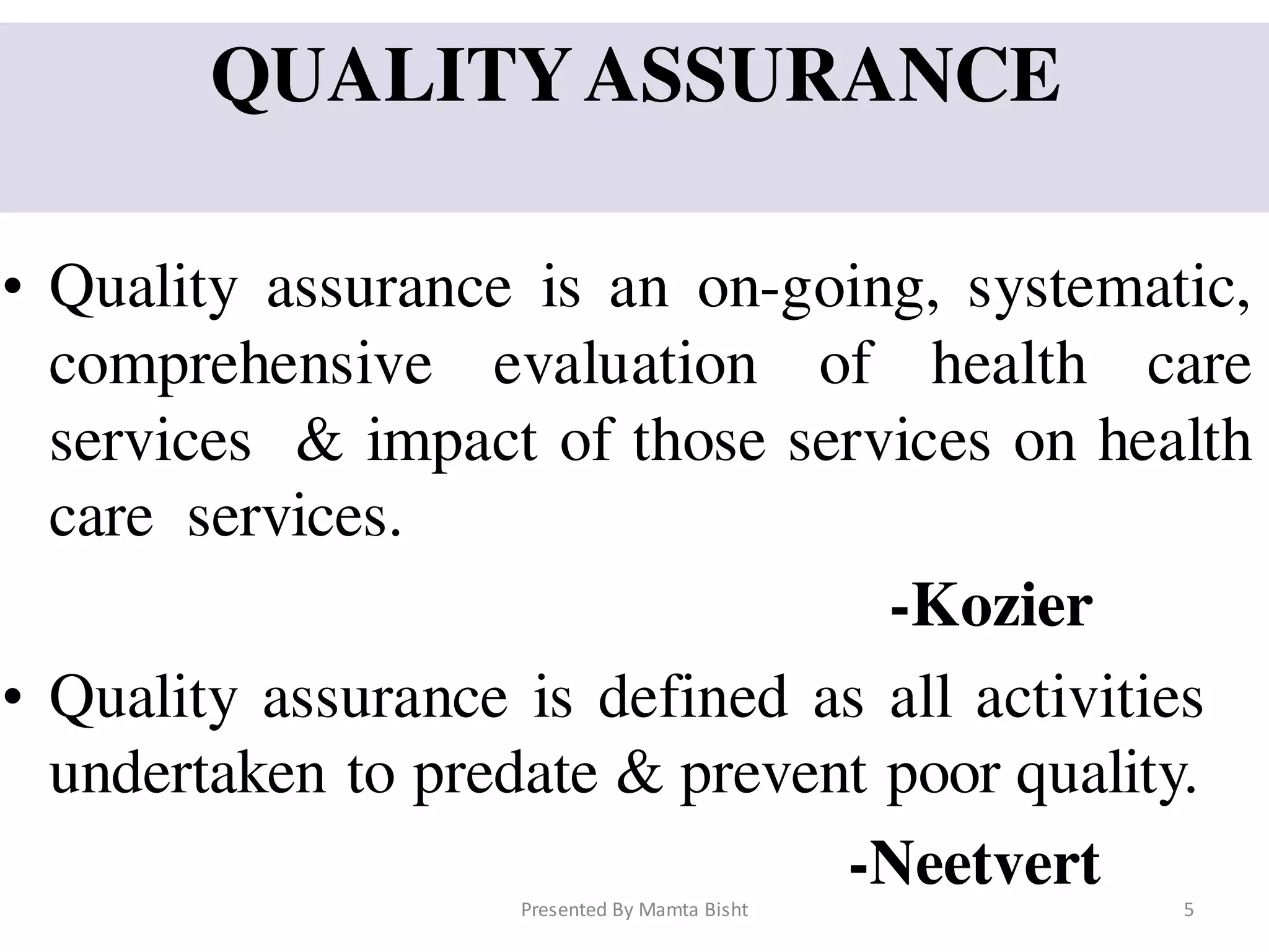 Quality assurance in nursing | PDF