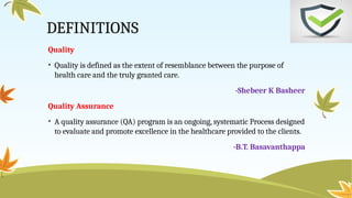 QUALITY ASSURANCE MODELS in nursing Management | PPTX