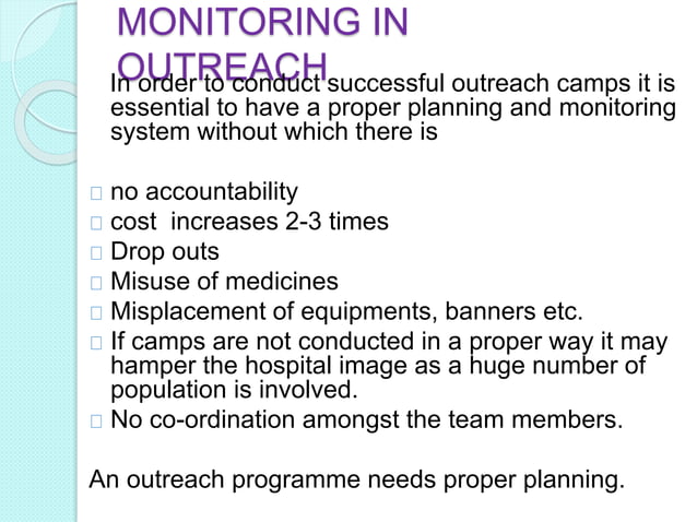 Quality assurance & monitoring in opd and outreach services | PPTX