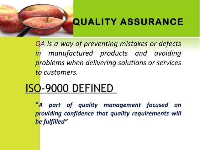 Quality assurance ppt | PPT