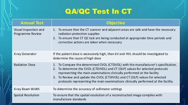 Quality Assurance Programme in Computed Tomography