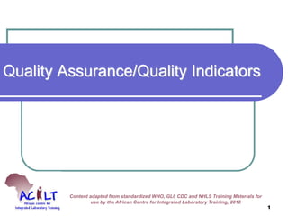 Quality Assurance Qual Indicators.ppt | Medical Tests | Medical Health