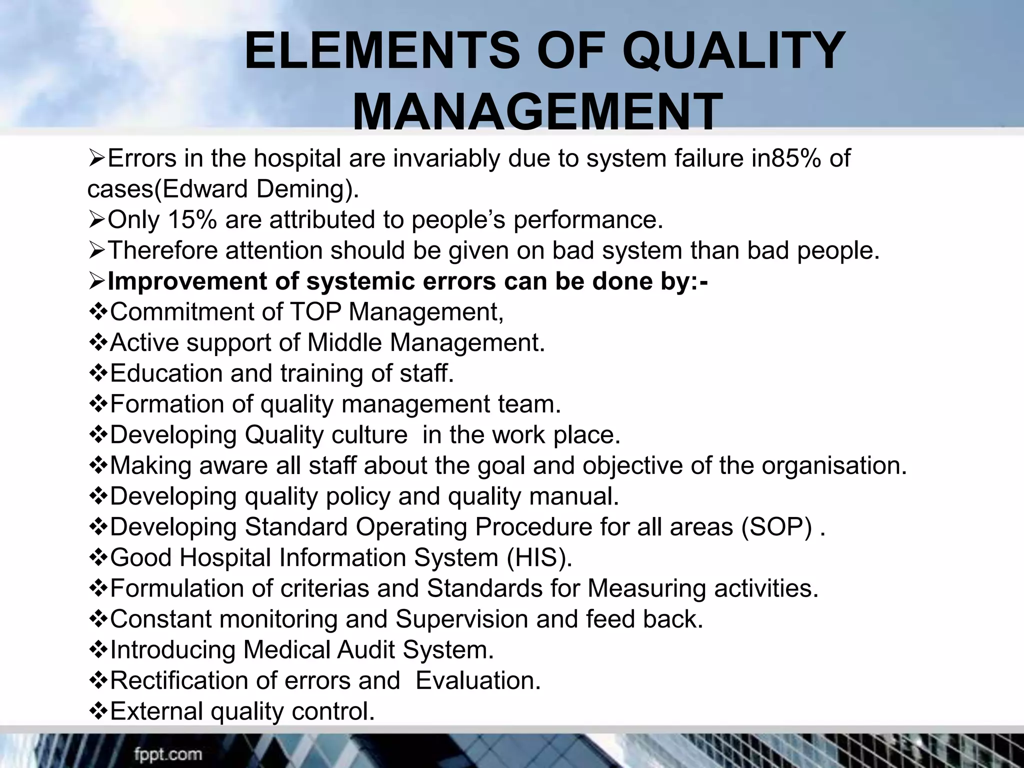 Quality Assurance in Hospitals | PPTX
