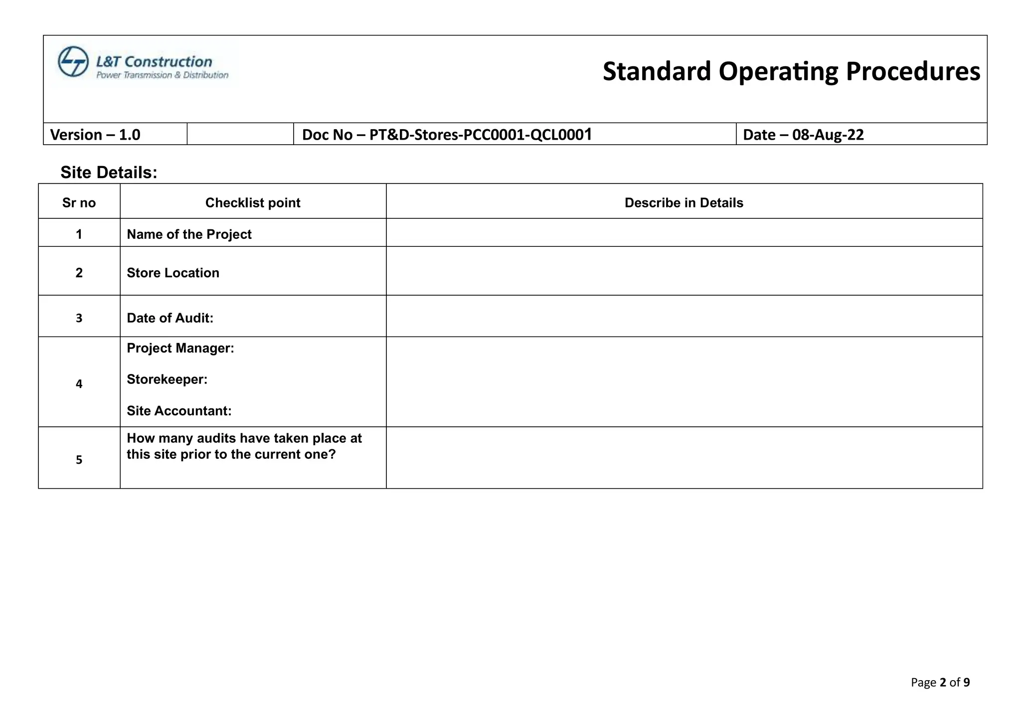 Quality Audit Checklist as per ISO 9001. | PDF