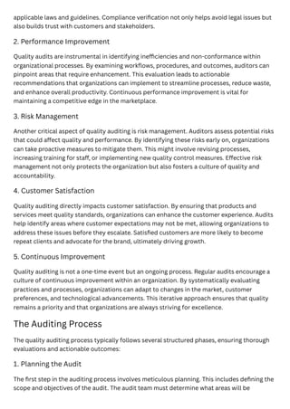 Quality Auditing: Ensuring Excellence in Business Practices | PDF
