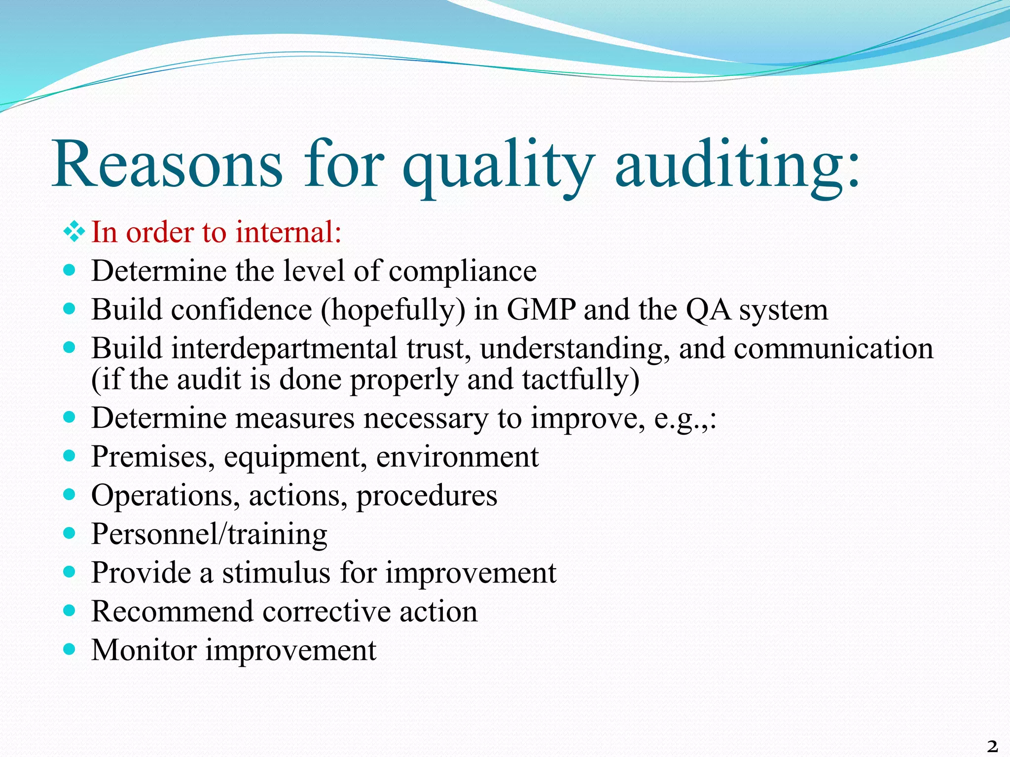 Quality audit plan | PPTX