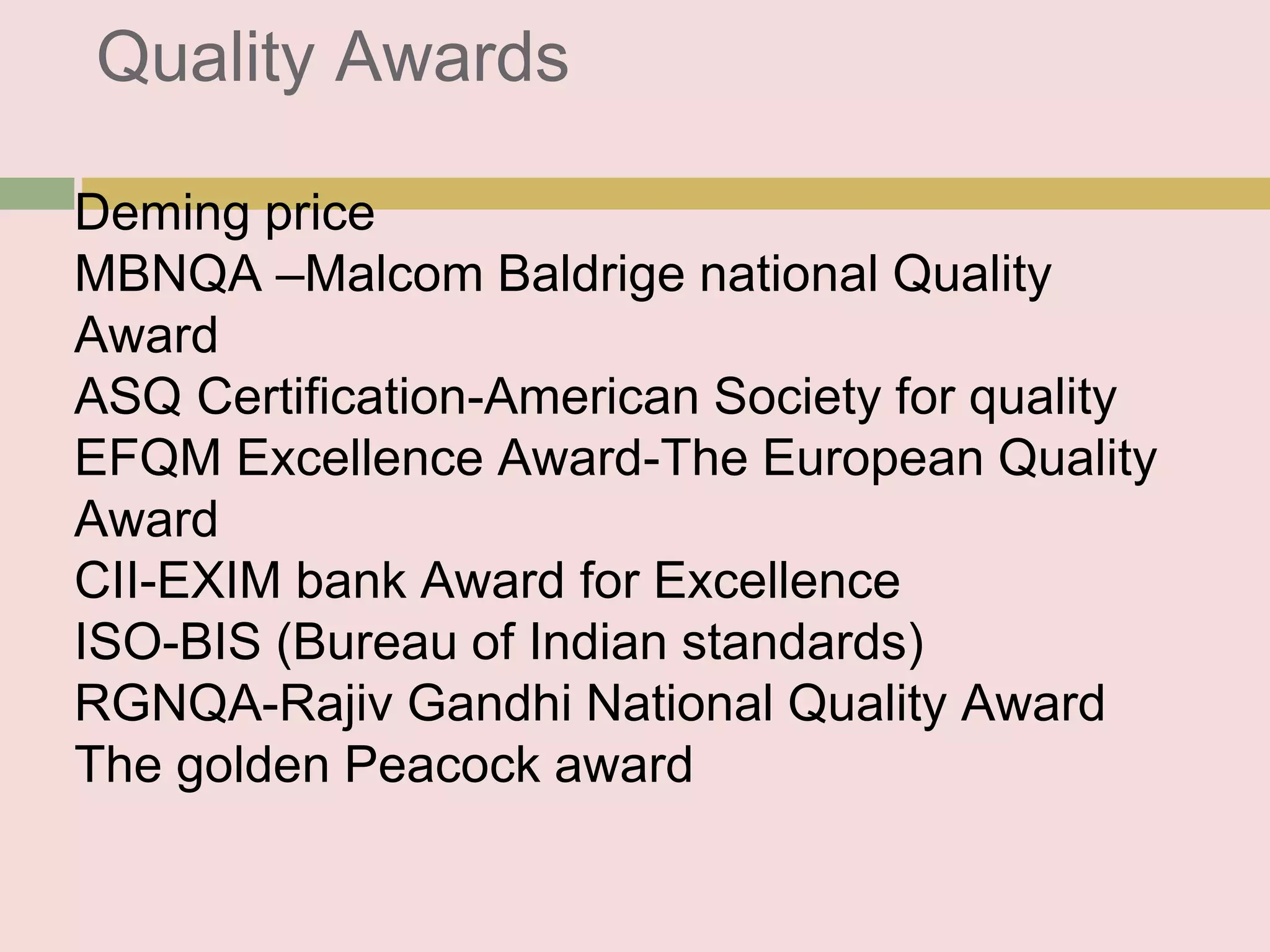 Quality awards & certifications | PPTX