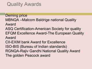 Quality awards & certifications | PPTX