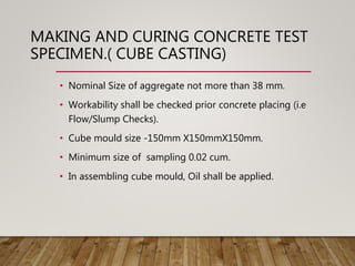 Concrete cube casting and Testing. | PPTX