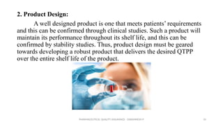 Quality by Design (QbD) in Pharmaceutical quality assurance | PPTX