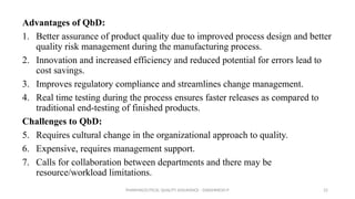 Quality by Design (QbD) in Pharmaceutical quality assurance | PPTX
