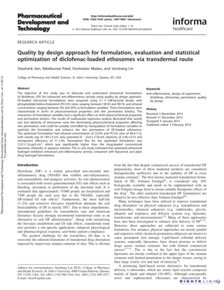 Quality by design approach for formulation, evaluation and statistical optimization of ...
