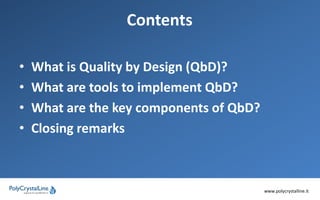 Quality by design for Pharmaceutical Industries: An introduction | PPT