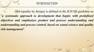 Quality by design (QbD) and process analytical technology (PAT) | PPTX