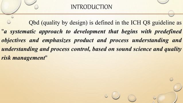 Quality by design (QbD) and process analytical technology (PAT) | PPTX