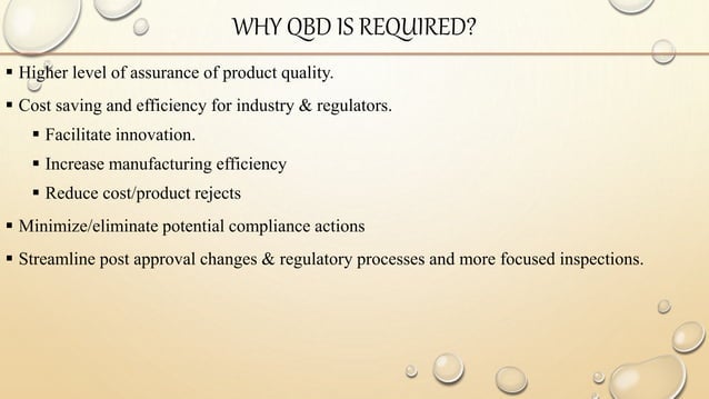Quality by design (QbD) and process analytical technology (PAT) | PPTX