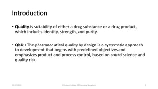 Quality by design | PPTX | Pharmaceutical Industry | Industries