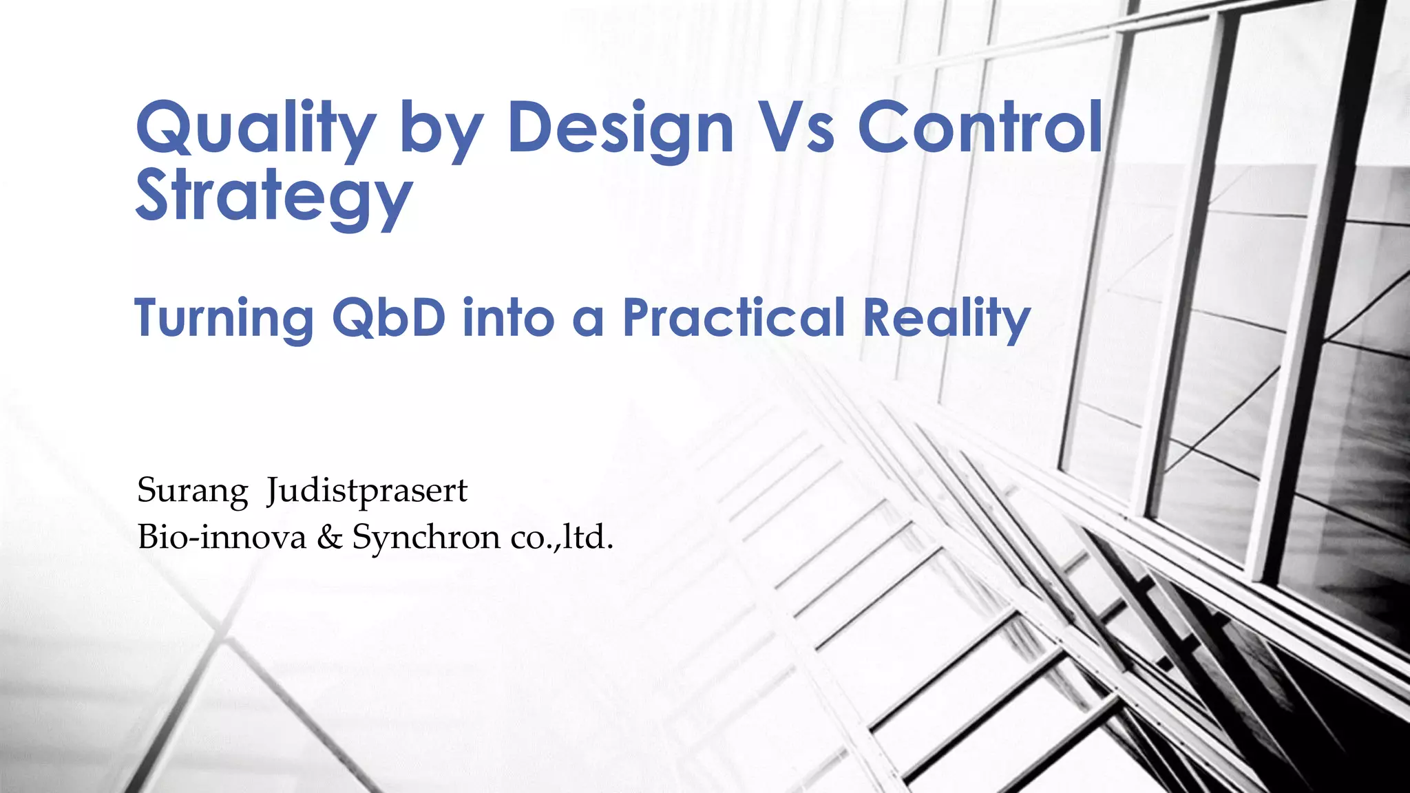 Quality by design vs control strategy | PDF