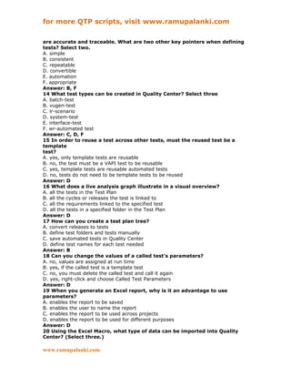 Quality center certification questions | PDF