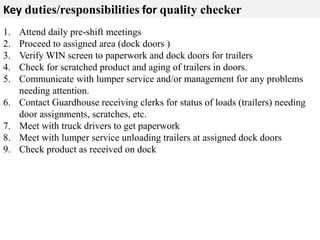 Quality checker job description | PPTX