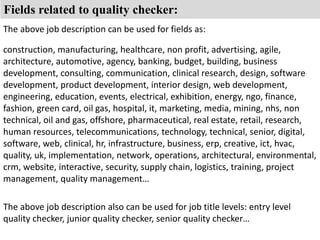 Quality checker job description | PPTX