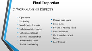 Quality checking in apparel sector | PPTX