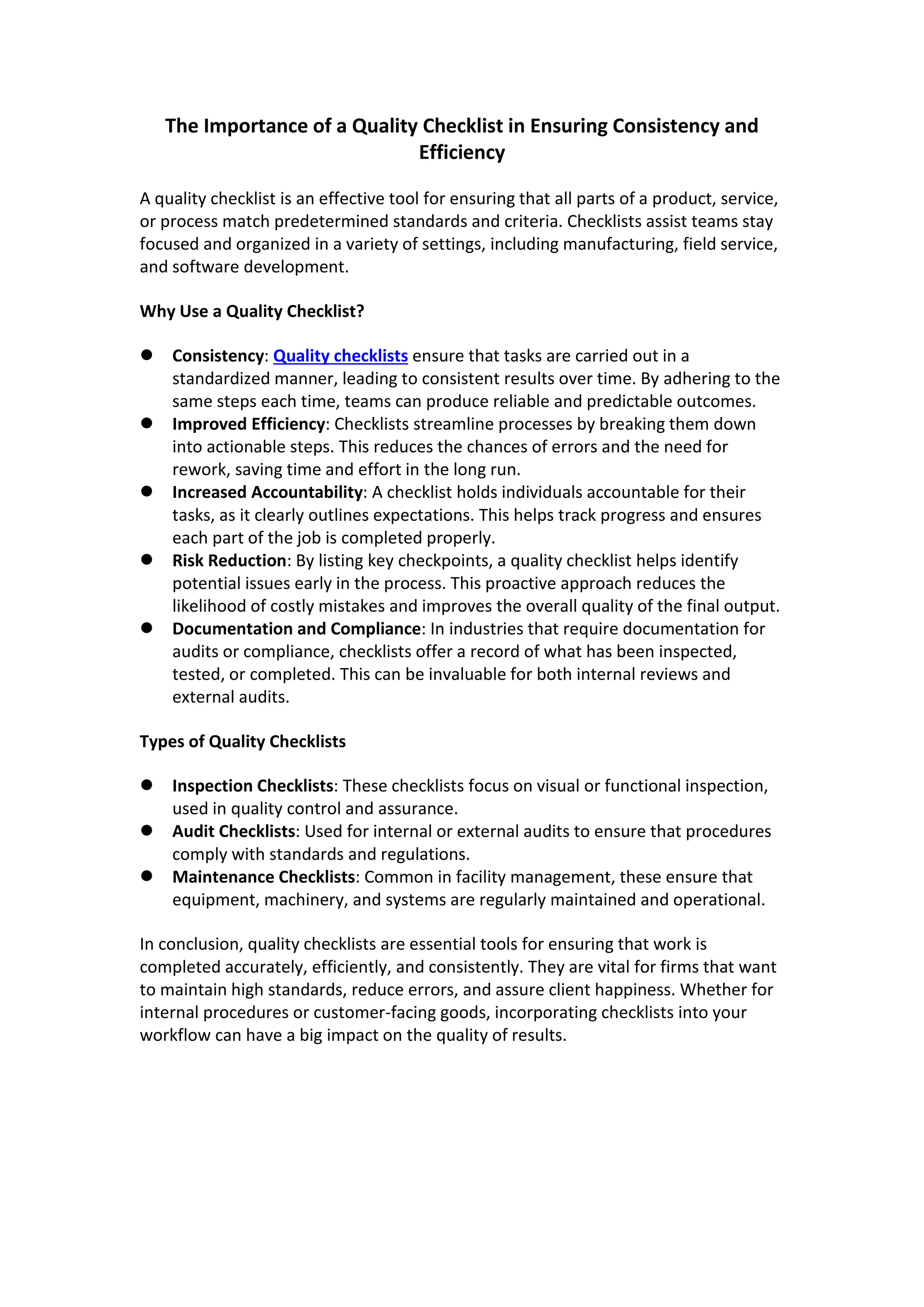 Unlock the Power of a Quality Checklist 🔍 | PDF