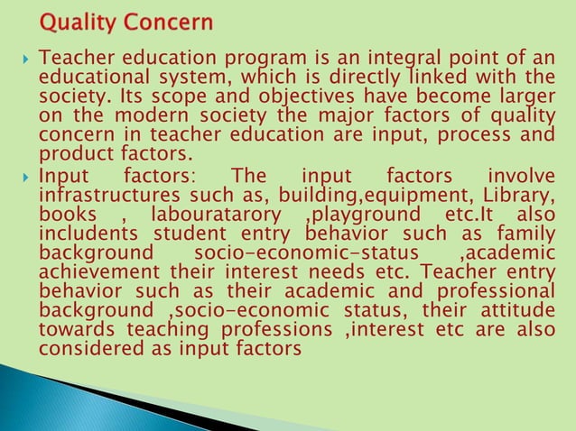 QUALITY_CONCERN_TO_TEACHER_EDUCATION.ppt | Professional School ...